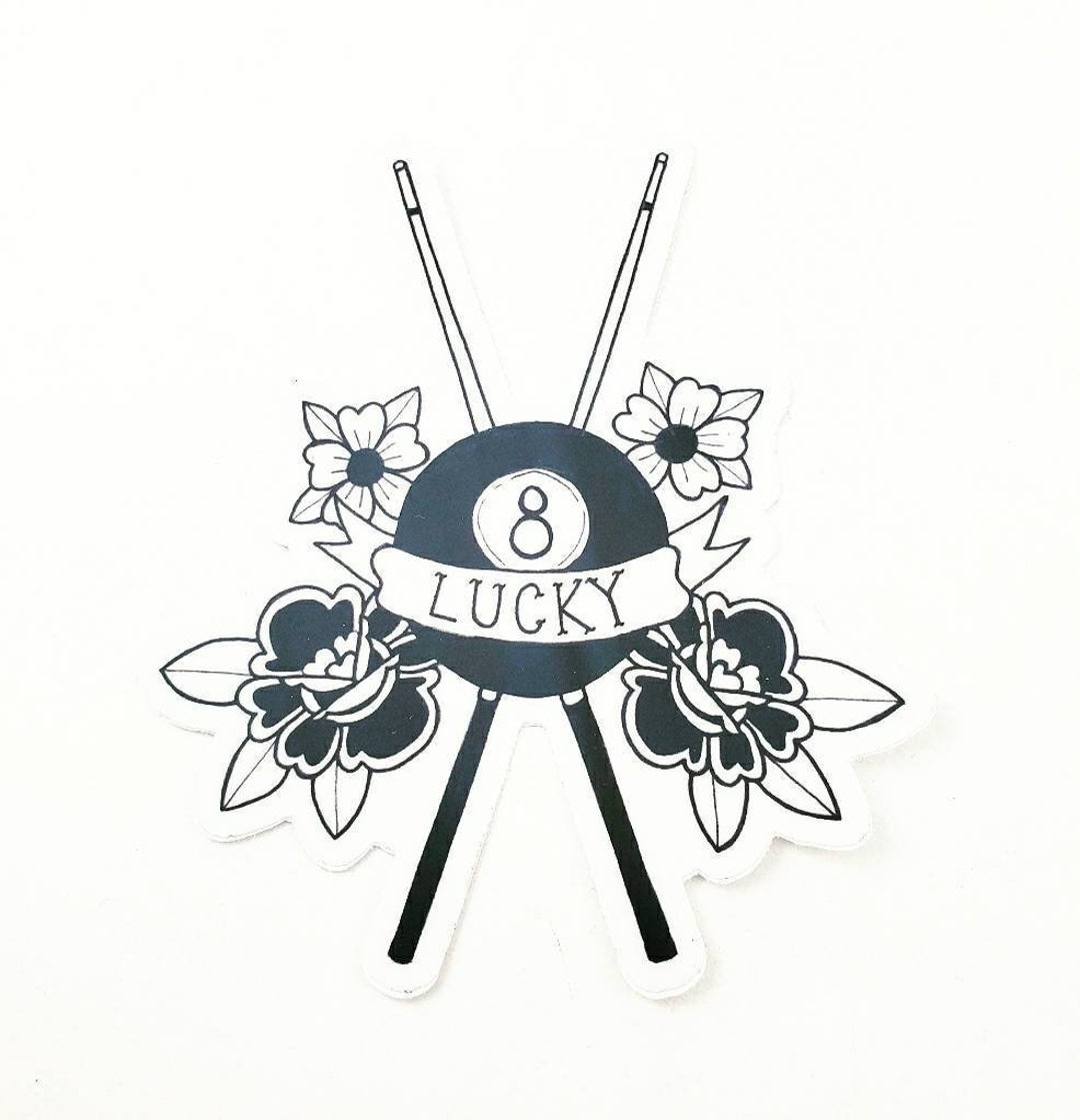 Lucky 8 Ball Vinyl Die Cut Billards Snooker Pool Sticker Nine Ball ...