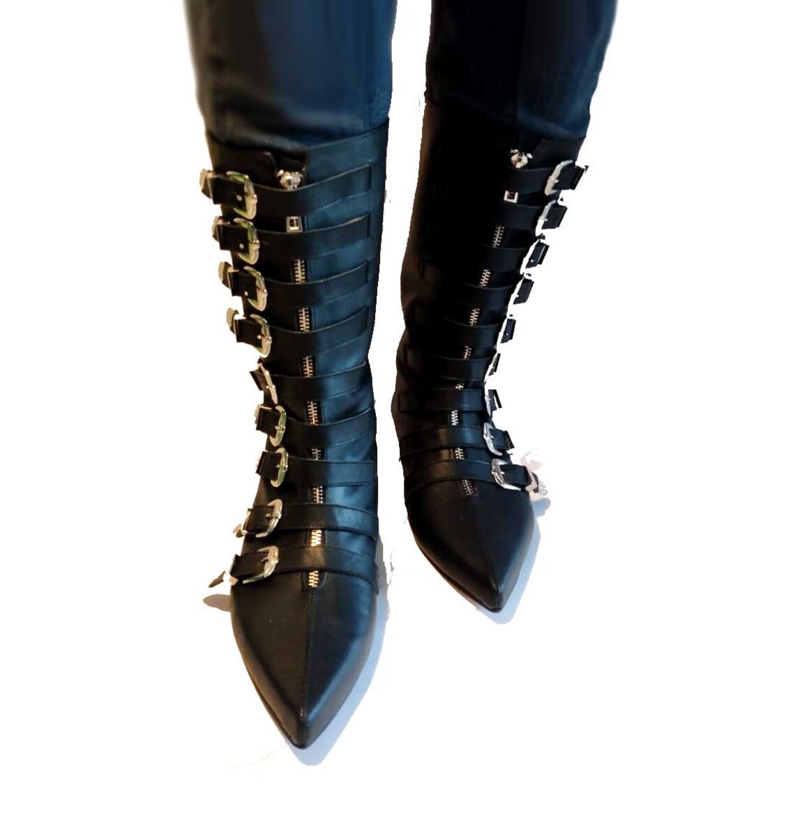 Botas Winklepicker de piel de media pantorrilla, hechas a medida ...