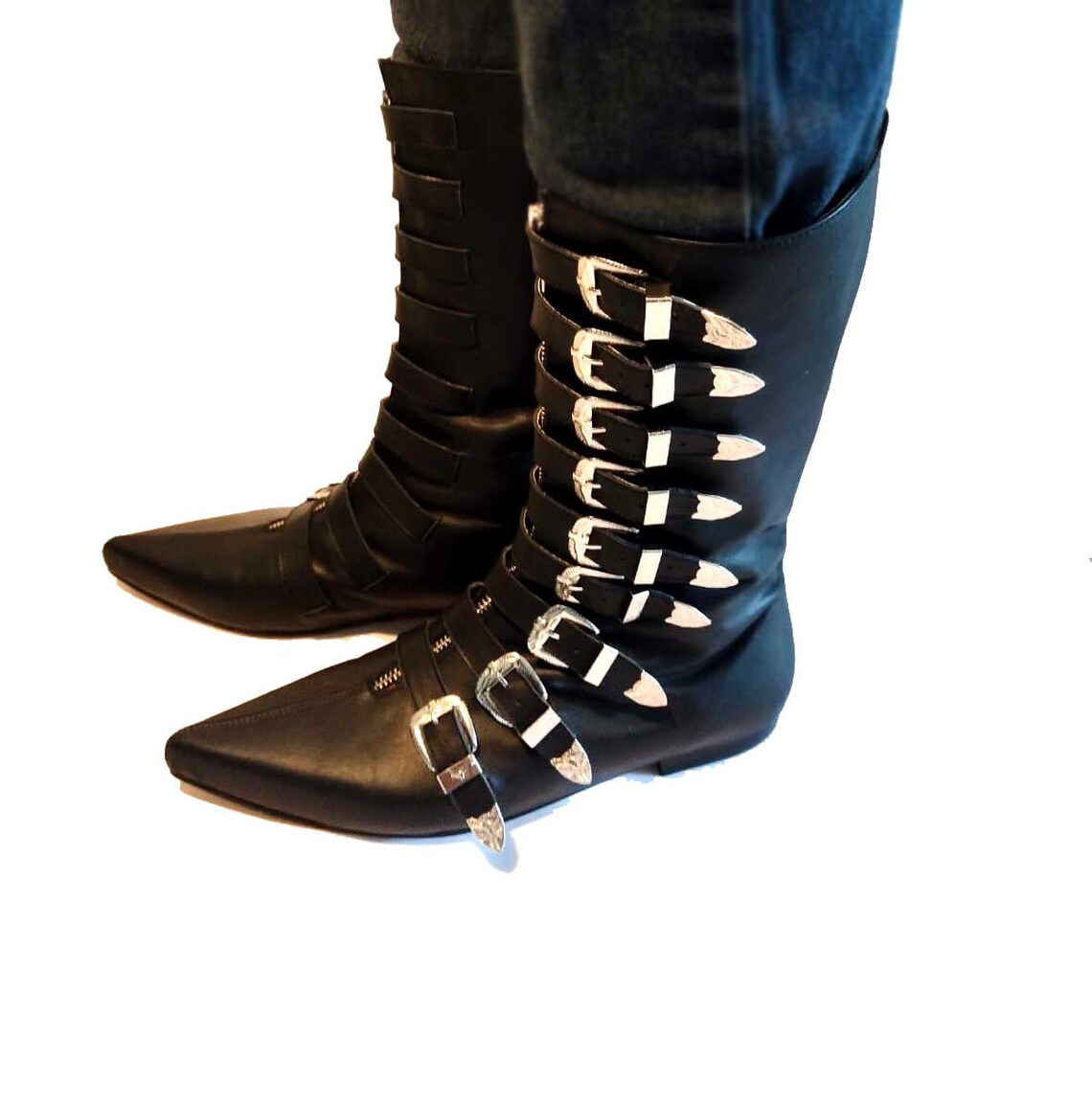 Botas Winklepicker de piel de media pantorrilla, hechas a medida ...