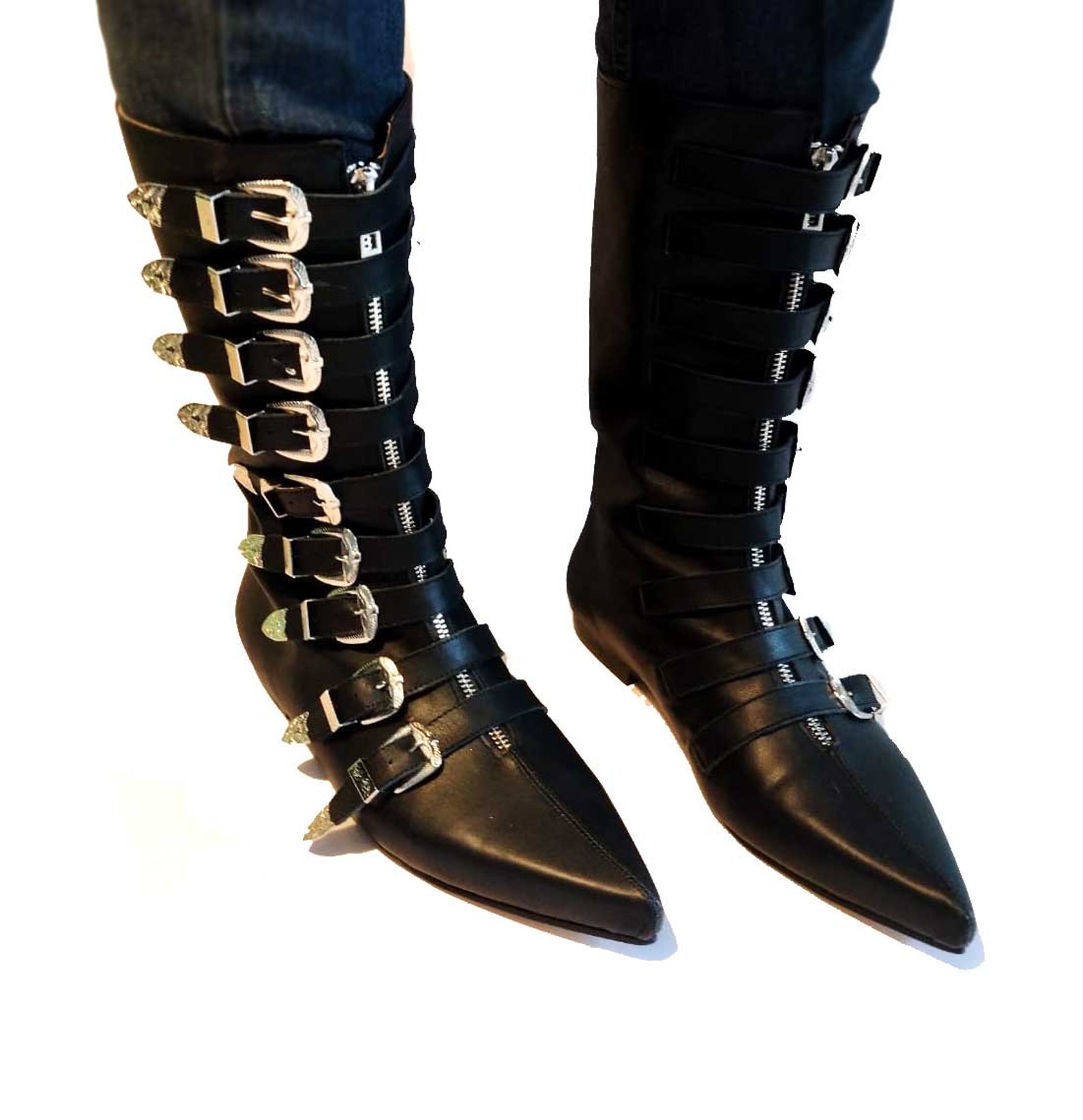 Made to Order Winklepicker Mid Calf Leather Boots, Goth, 80s Inspo ...