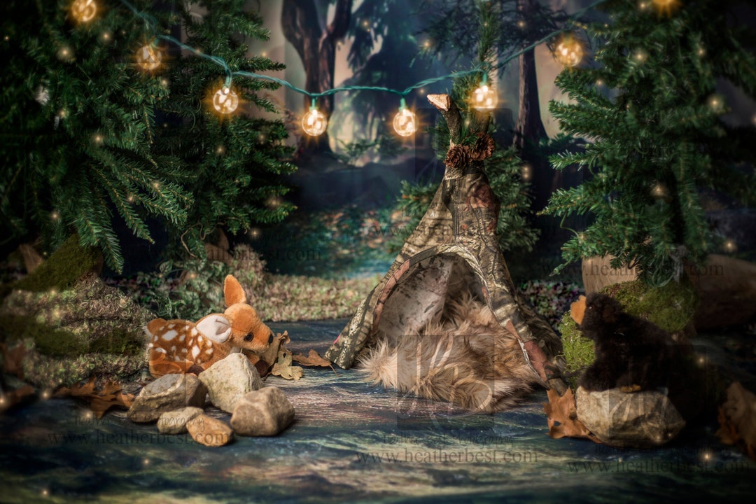 Woodland Hunter Newborn Digital Backdrop - Etsy UK