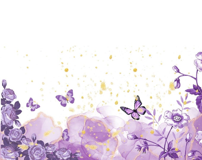 Purple Floral Printable Stationery, Digital Stationery, Instantly ...