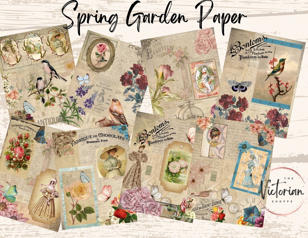 Spring Garden Themed Printable Pages, Scrapbook Digital Sheets, Instant ...