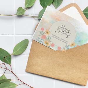 Spring Flowers Printable Happy Birthday Card, Digital Card, Instant ...