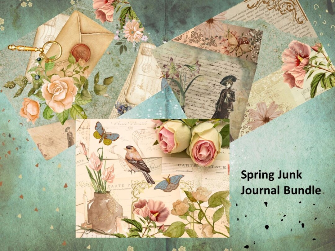 Printable Spring Junk Journal Pages Scrapbook Digital Pages - Etsy