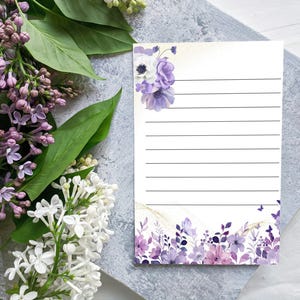 Purple Flowers Printable Stationery, Digital Stationery, Instantly ...