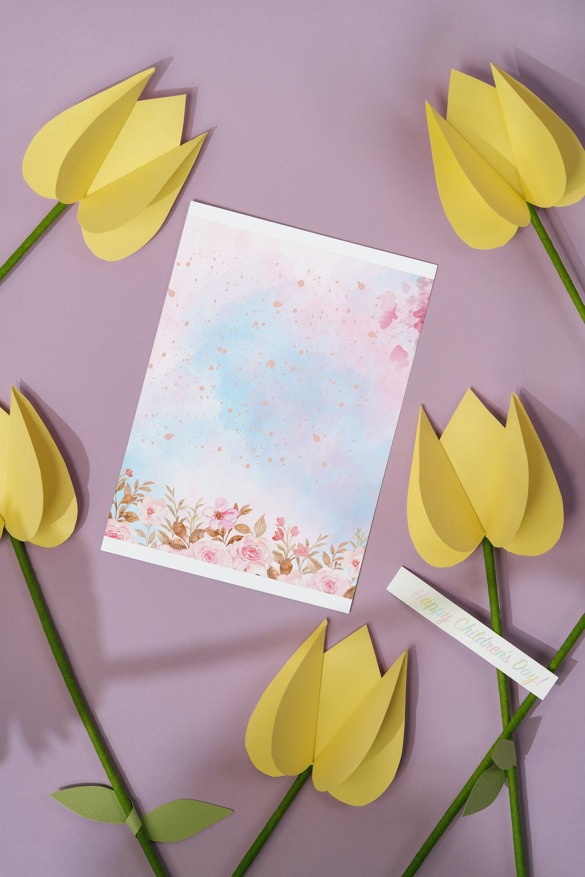 Pink Flowers Printable Stationery, Digital Stationery, Instantly ...