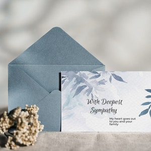 Blue Floral Printable Sympathy Card, Digital Card, Instant Downloadable ...