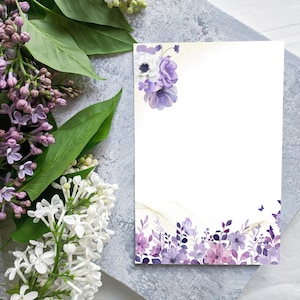 Purple Flowers Printable Stationery, Digital Stationery, Instantly ...