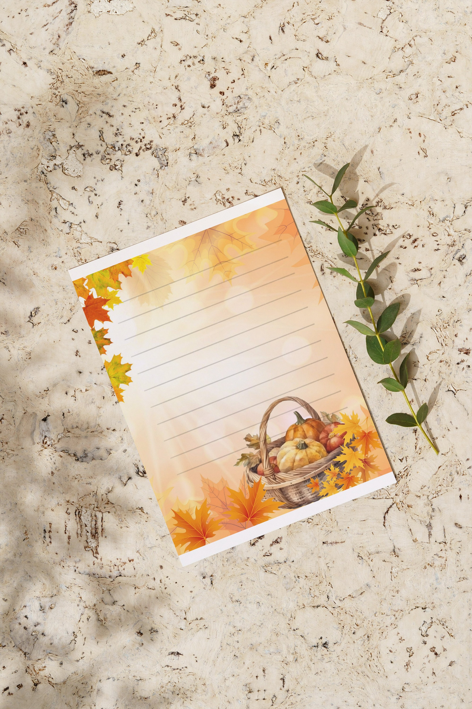 Autumn Leaves Printable Stationery, Digital Stationery, Downloadable ...