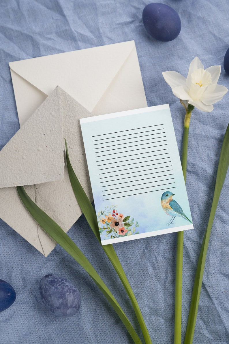 Blue Bird Printable Stationery, Digital Stationery, Downloadable ...