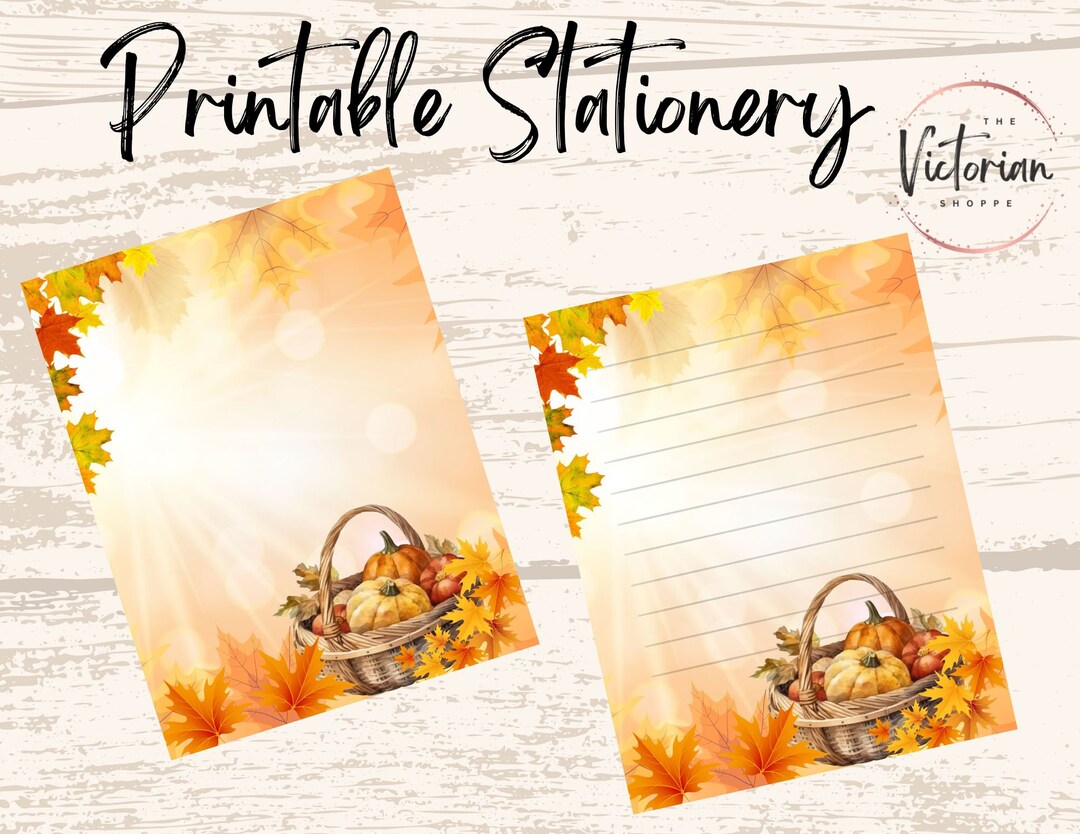 Autumn Leaves Printable Stationery, Digital Stationery, Downloadable ...