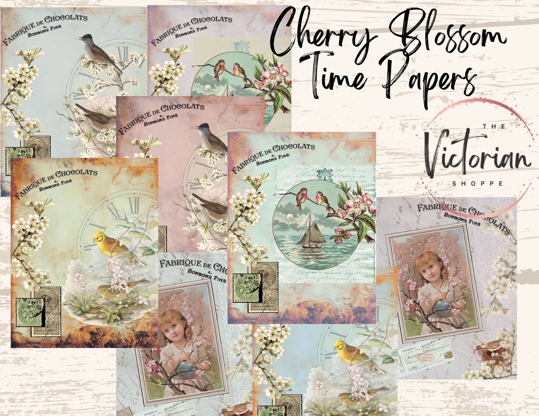 Cherry Blossoms Themed Printable Pages, Scrapbook Digital Instant ...
