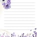 Purple Flowers Printable Stationery, Digital Stationery, Instantly ...