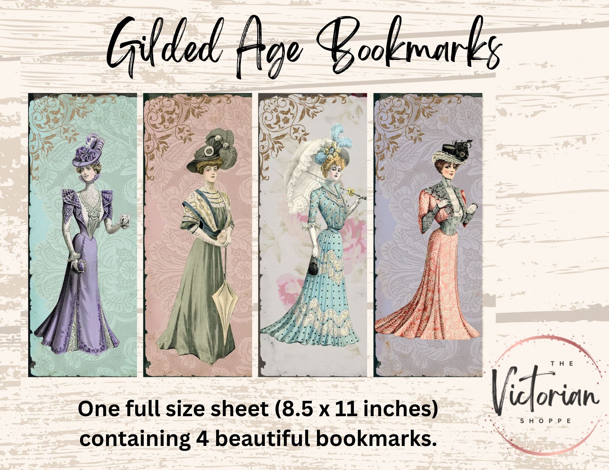 Printable Gilded Age Bookmarks, Digital Bookmarks, Instant Downloadable ...