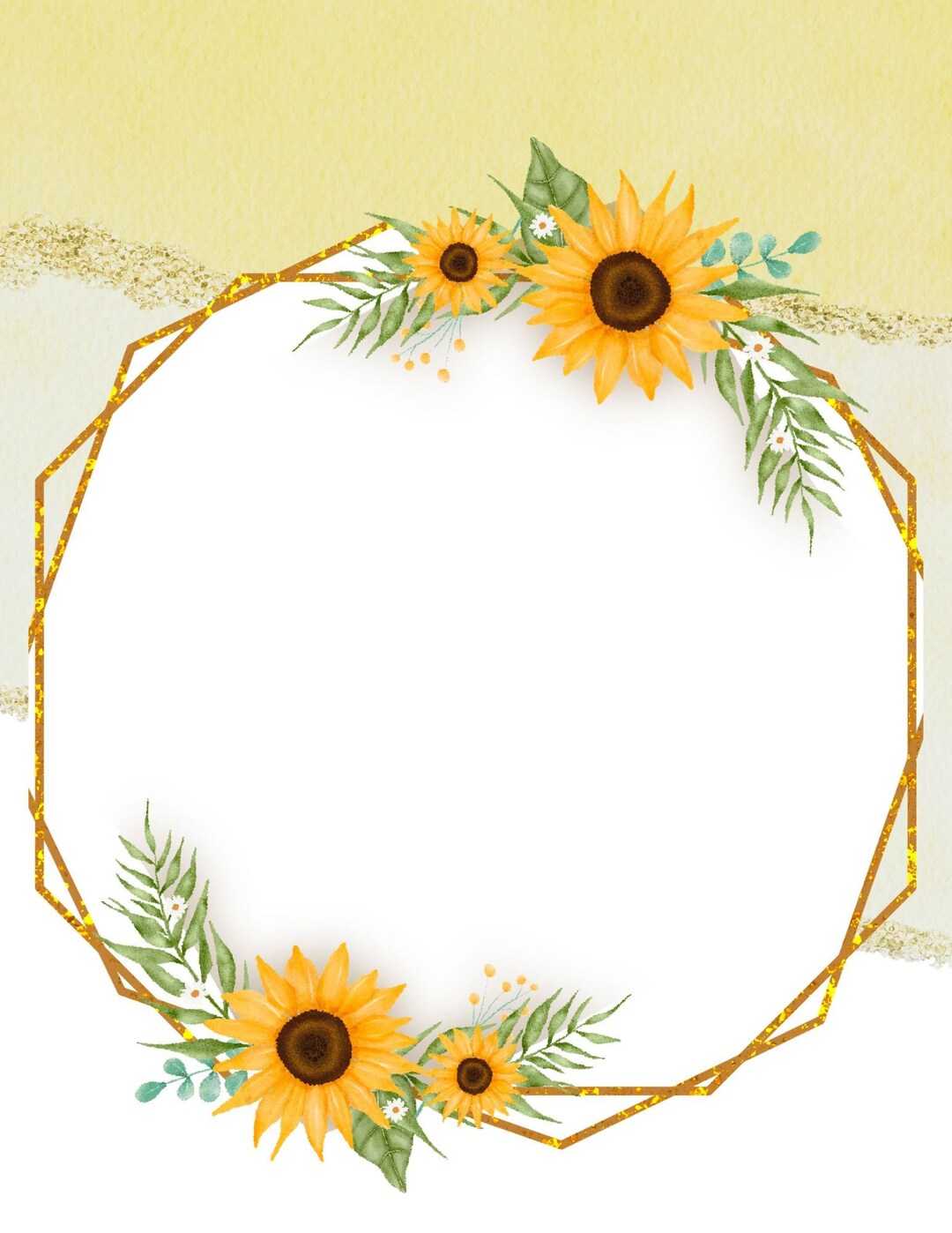 Sunflower Printable Stationery, Digital Stationery, Downloadable ...