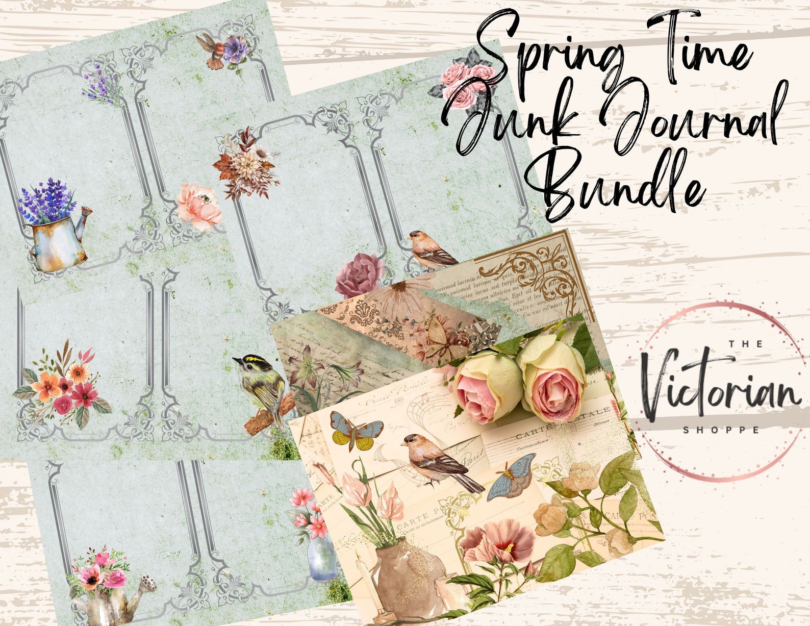 Printable Spring Junk Journal Pages, Scrapbook Digital Pages, Instant ...