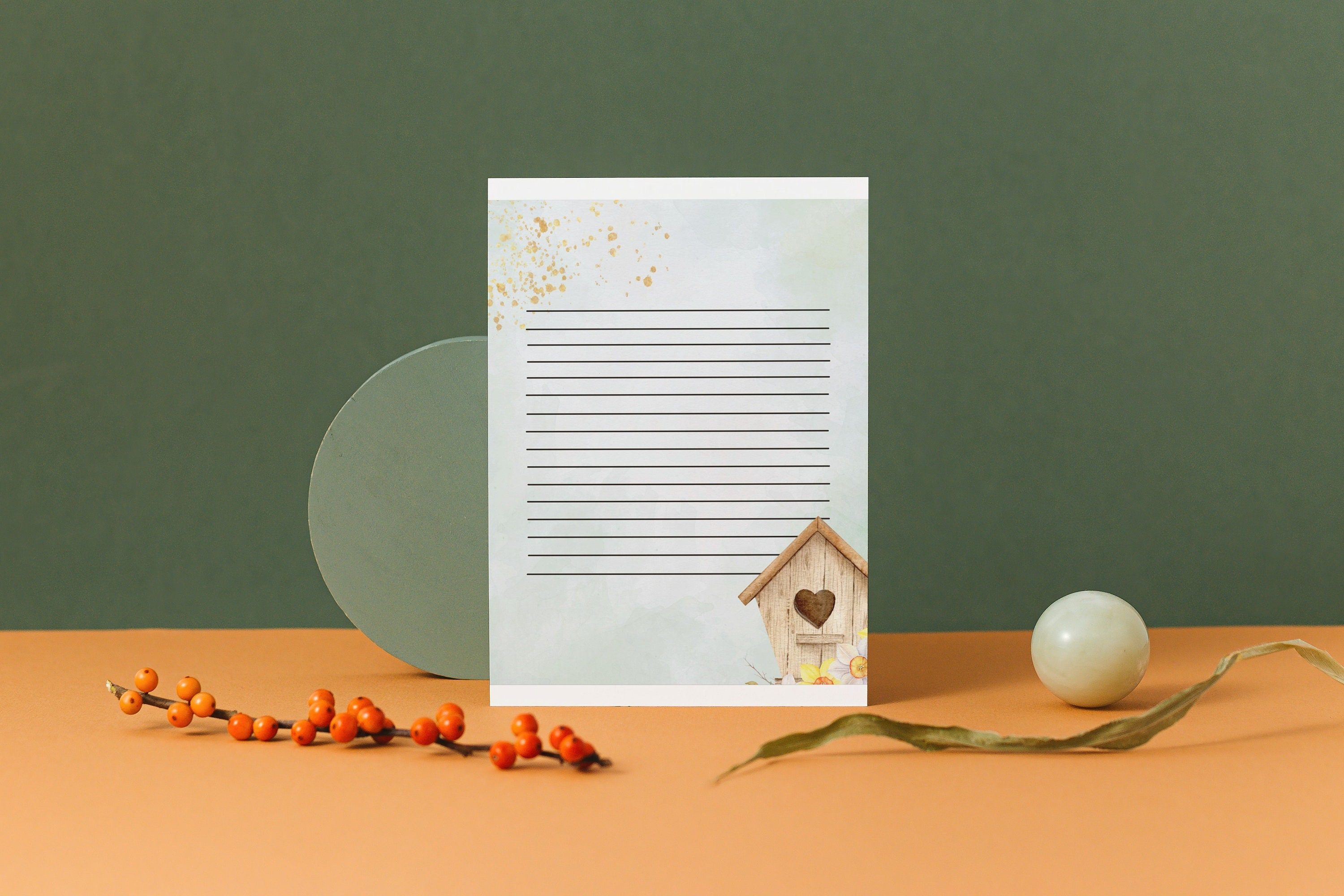 Birdhouse Printable Stationery, Digital Stationery, Downloadable ...
