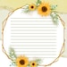 Sunflower Printable Stationery, Digital Stationery, Downloadable ...