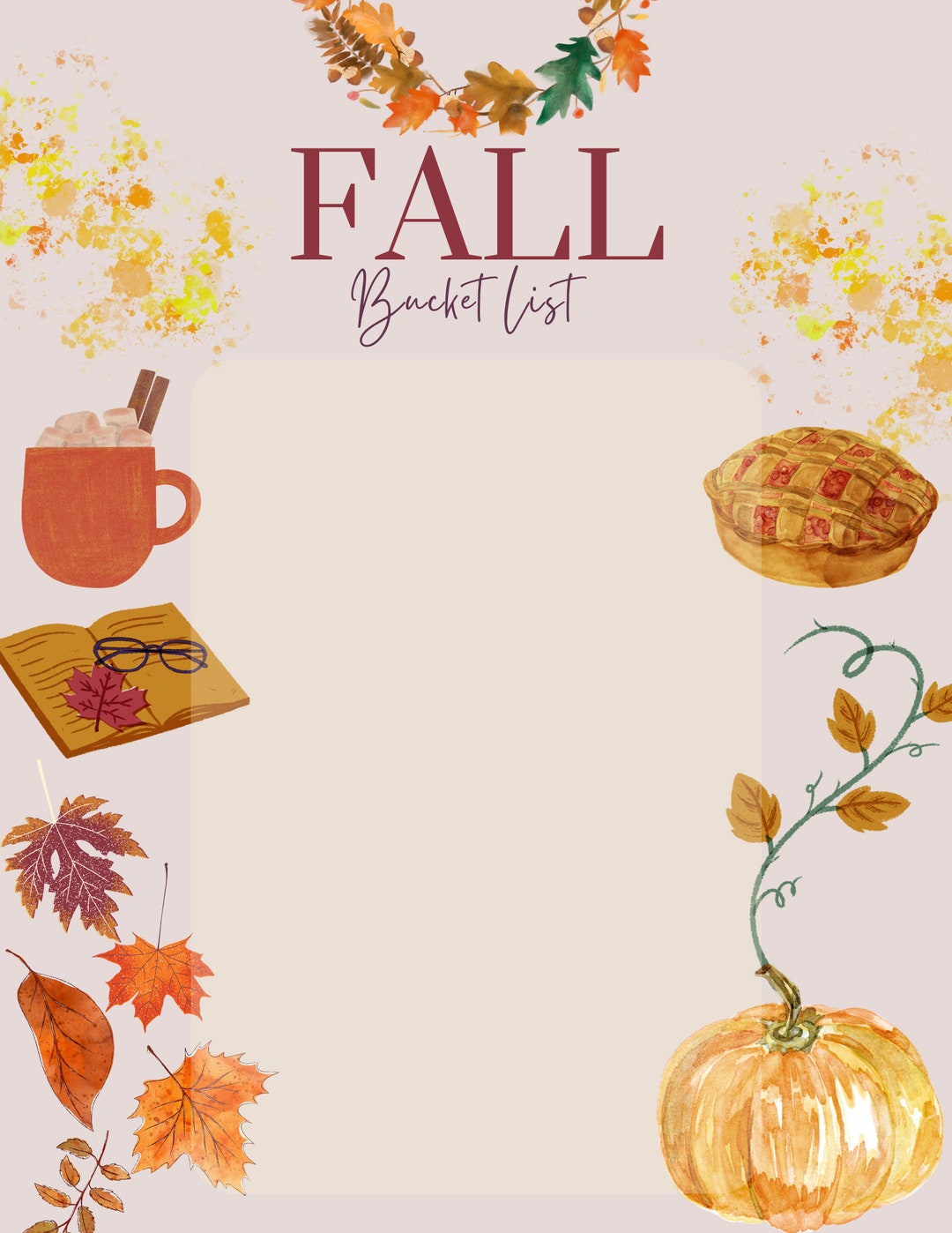 Fall Bucket List - Printable - Etsy
