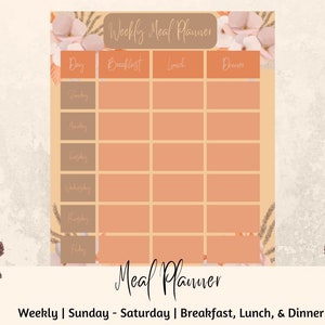 Rustic Meal Planner & Grocery List | Digital Download | Grocery List ...