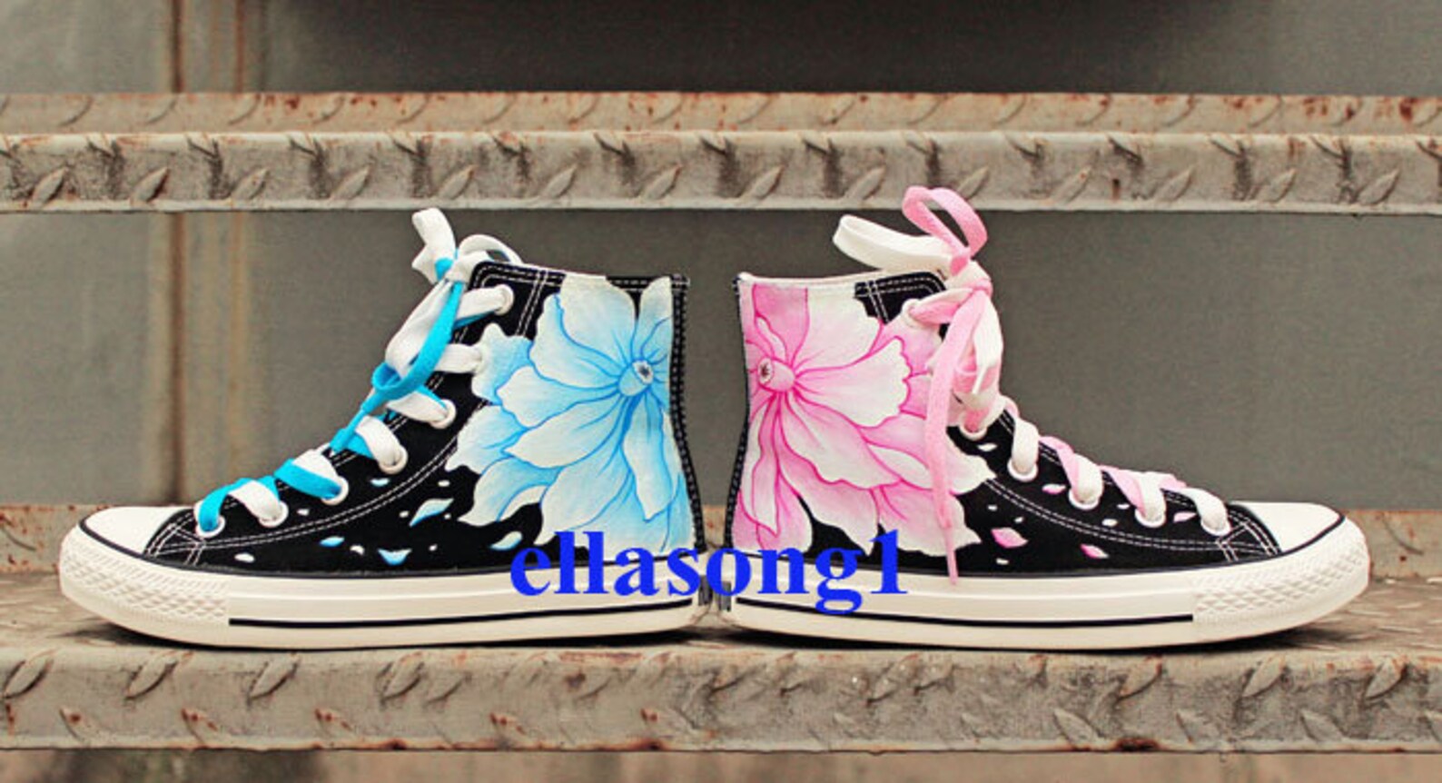 Hand Painted Flowers Shoes Girls Casual High Top Flat | Etsy