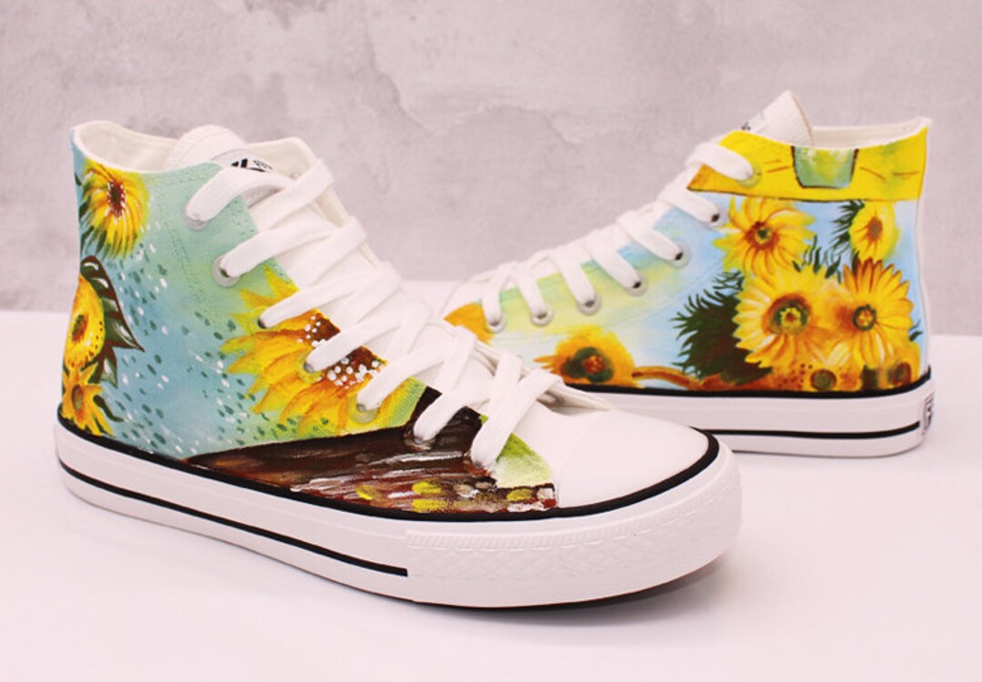 Hand Painted Personality Desgin Shoes, High Top Custom Flat Shoes ...