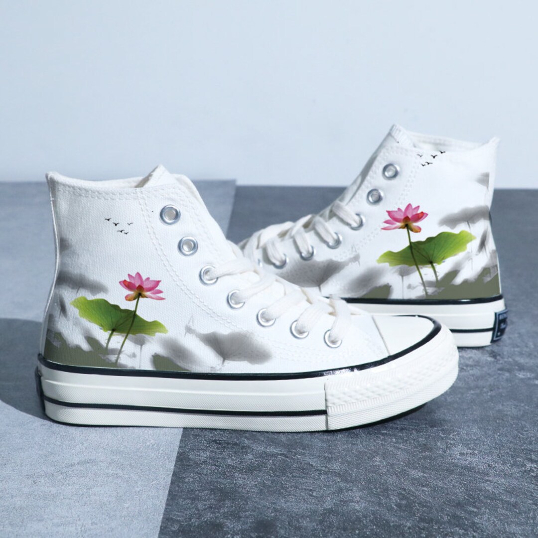Hand Painted Custom Shoes,hi Top Painted Shoes,casual Lace ...