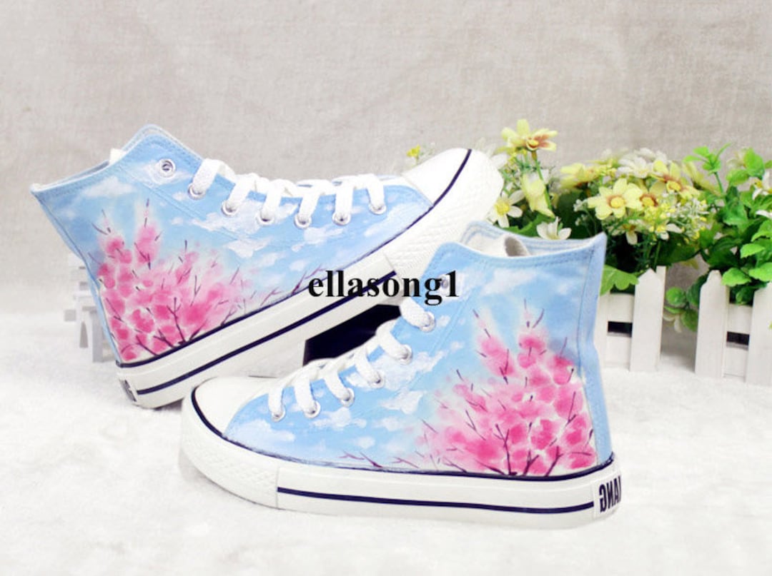 Hand Painted Natural Scenery City Shoes,high Top Custom Galaxy Flat ...