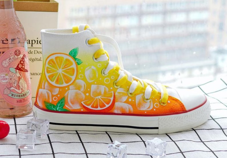Hand Painted Flat Shoes, High Top Custom Personality Painted Shoes ...