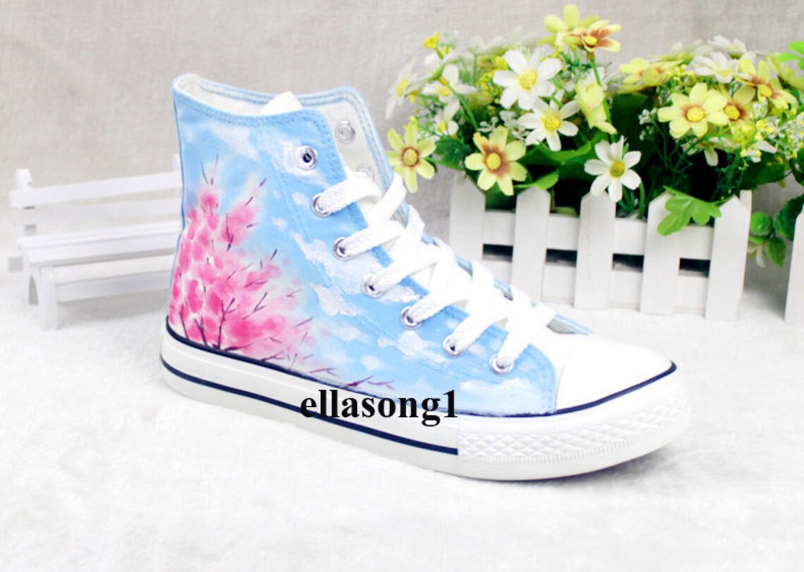 Hand Painted Natural Scenery City Shoes,high Top Custom Galaxy Flat ...