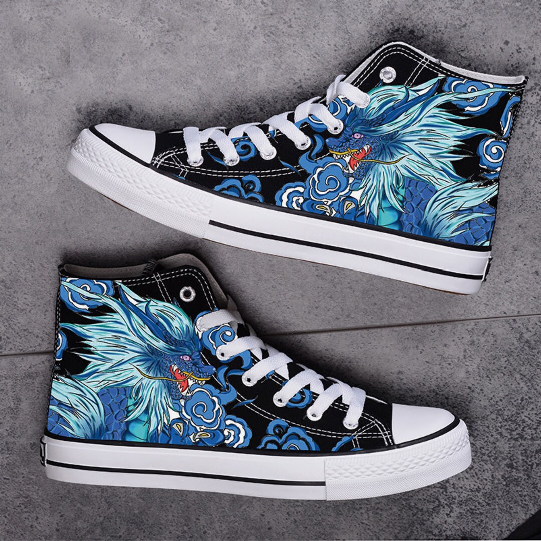 Hand-painted Anime Dragon Shoes,drawing High Top Sneaker,custom Doodle ...