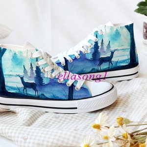 Hand Painted Personality Shoes,custom Painted Shoes,high-top Lace-up ...