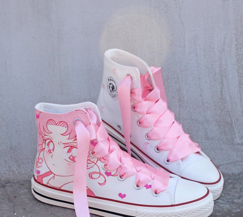 Hand Painted Pink Girl Cartoon Shoescasual High Top Custom - Etsy