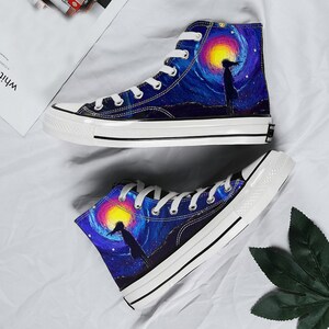 Hand Painted Personality Shoes,casual High Top Custom Painted Flat ...