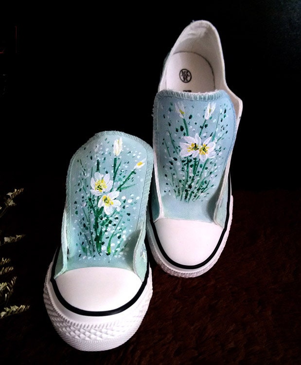 Hand Painted Floral Shoeshigh Top Custom Painted Shoescasual | Etsy