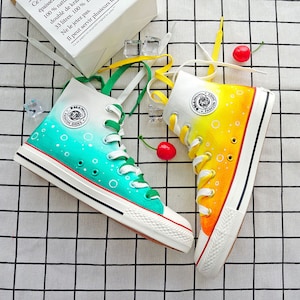 Hand Painted Flat Shoes, High Top Custom Personality Painted Shoes ...