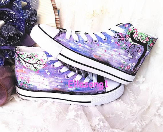 Hand Painted Natural Scenery Shoescasual High Top Custom Flat | Etsy