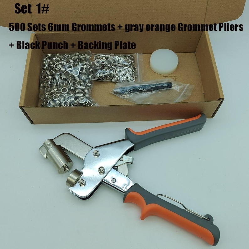 Complete Eyelet Installation Tool Set | 500 Sets Silver Grommets+hand ...