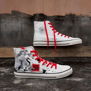 Hand Painted Crane Shoes,custom Painted Shoes Flat Shoes,casual ...