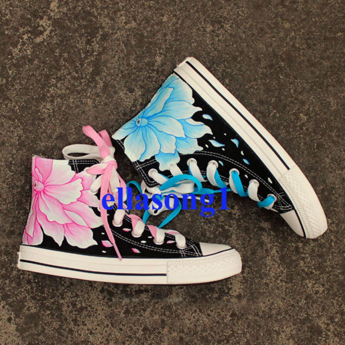 Hand Painted Flowers Shoes Girls Casual High Top Flat | Etsy