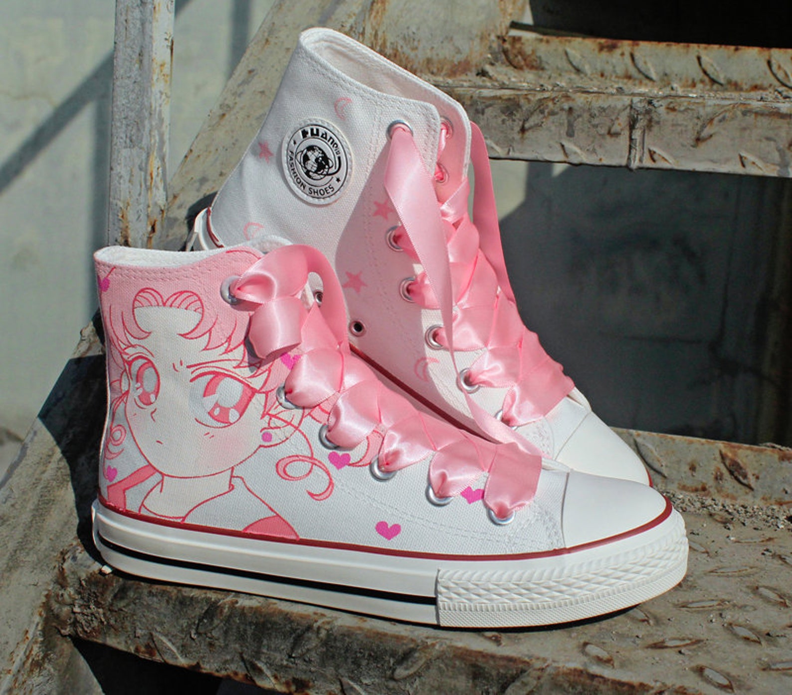 Hand Painted Pink Girl Cartoon Shoescasual High Top Custom | Etsy
