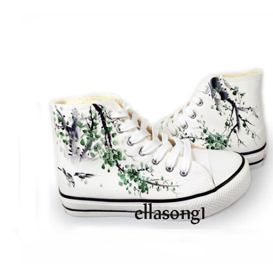 Hand Painted Personality Design Shoeshigh Top Custom Flat - Etsy