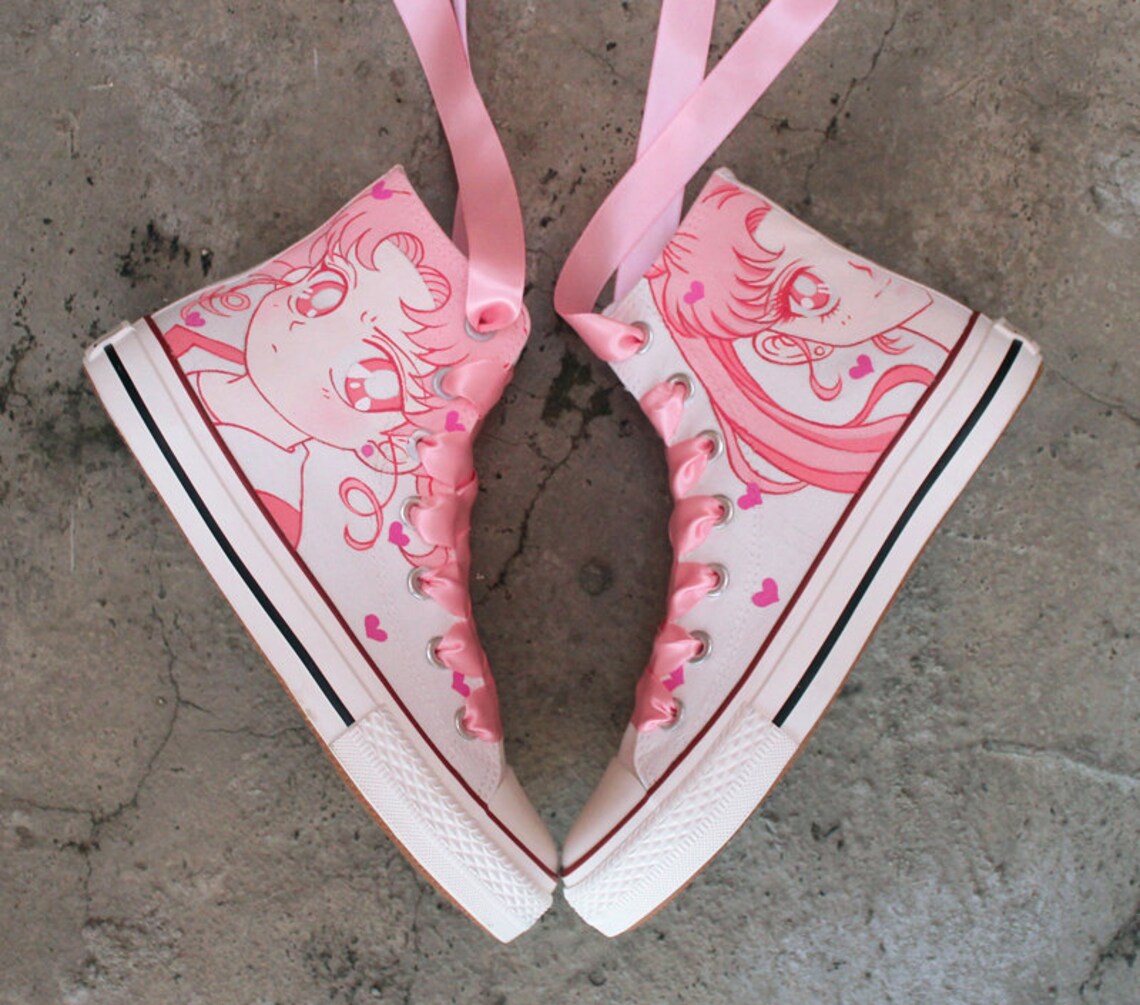 Hand Painted Pink Girl Cartoon Shoescasual High Top Custom | Etsy