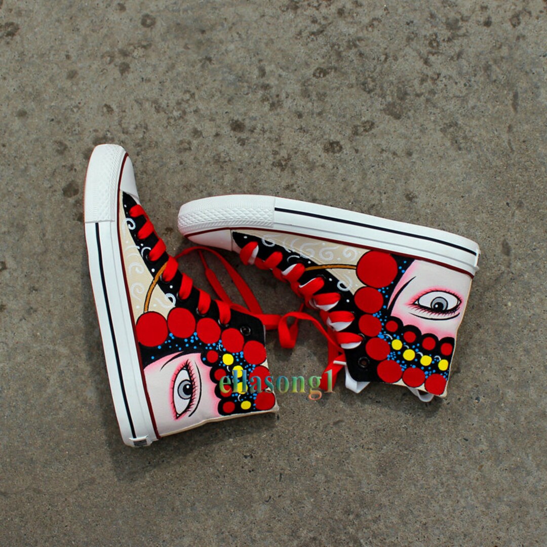 Hand Painted Face Cartoon Shoes Casual High Top Custom Flat Shoes ...