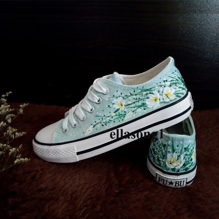 Hand Painted Floral Shoeshigh Top Custom Painted Shoescasual - Etsy