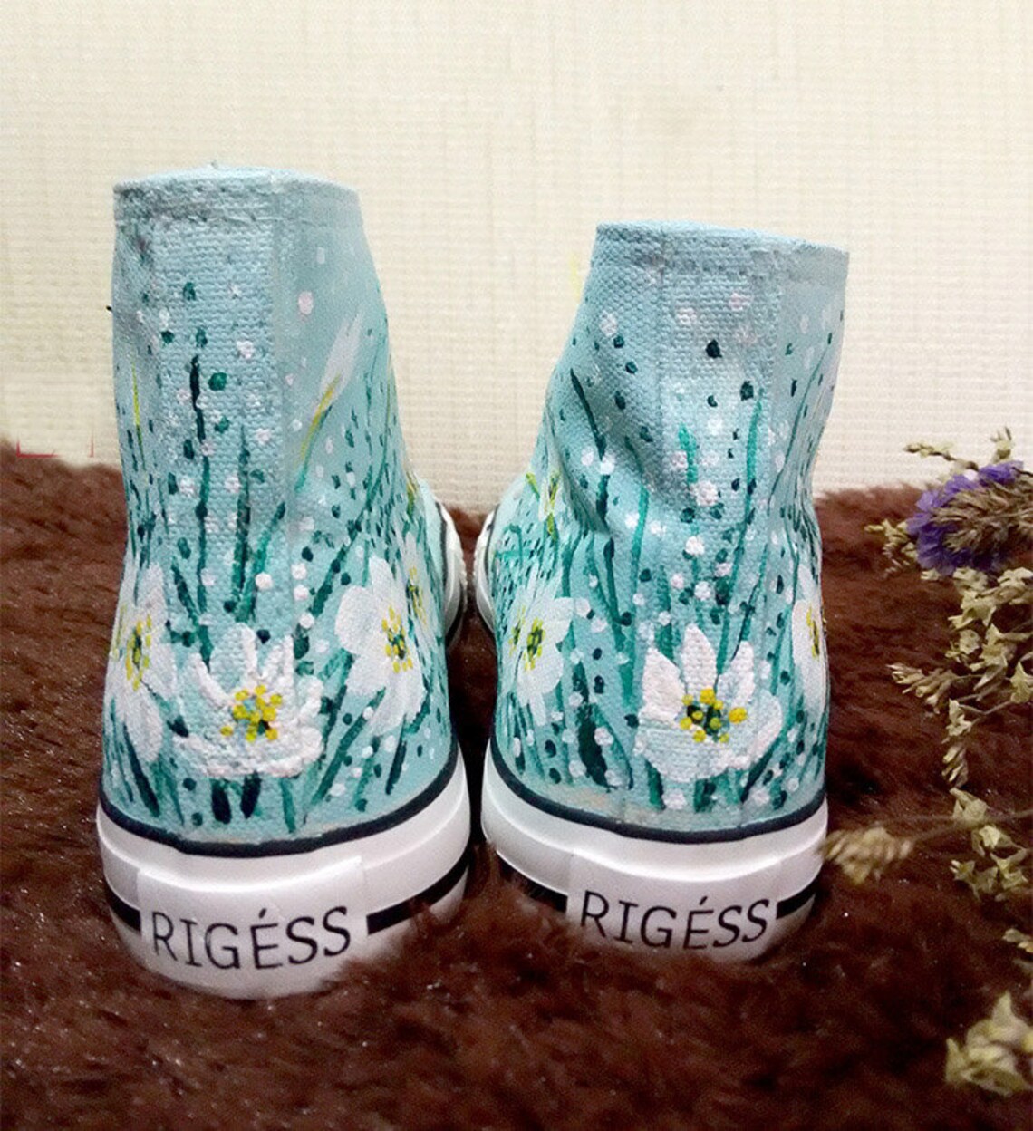 Hand Painted Floral Shoeshigh Top Custom Painted Shoescasual - Etsy