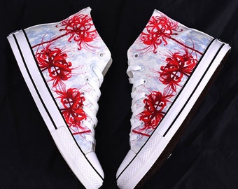 Hand Painted Face Cartoon Shoes Casual High Top Custom Flat Shoes ...