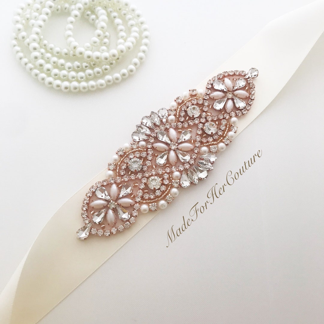 Rose Gold Sash, Rose Gold Belt, Rose Gold Bridal Belt, Rose Gold ...