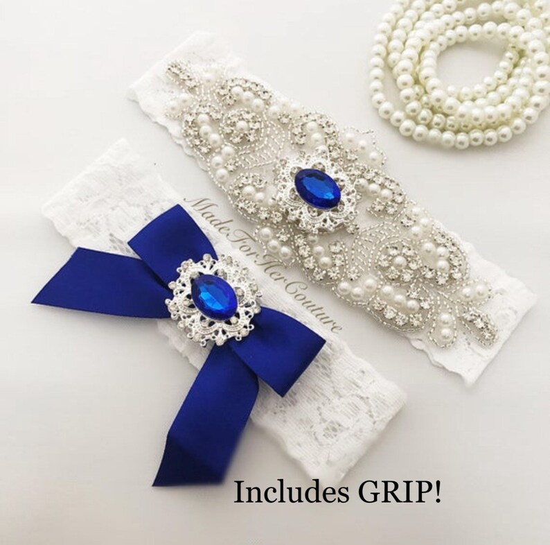 Royal Blue Wedding Garter/Bridal Garter Set Something Blue | Etsy